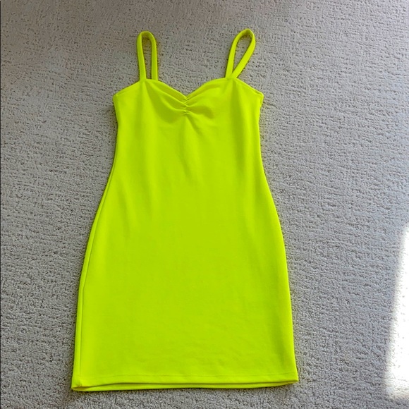 Divided | Dresses | Hm Neon Yellow Fitted Dress | Poshmark